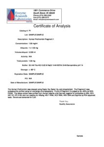 F1 sample CofA - Enzyme Research Laboratories